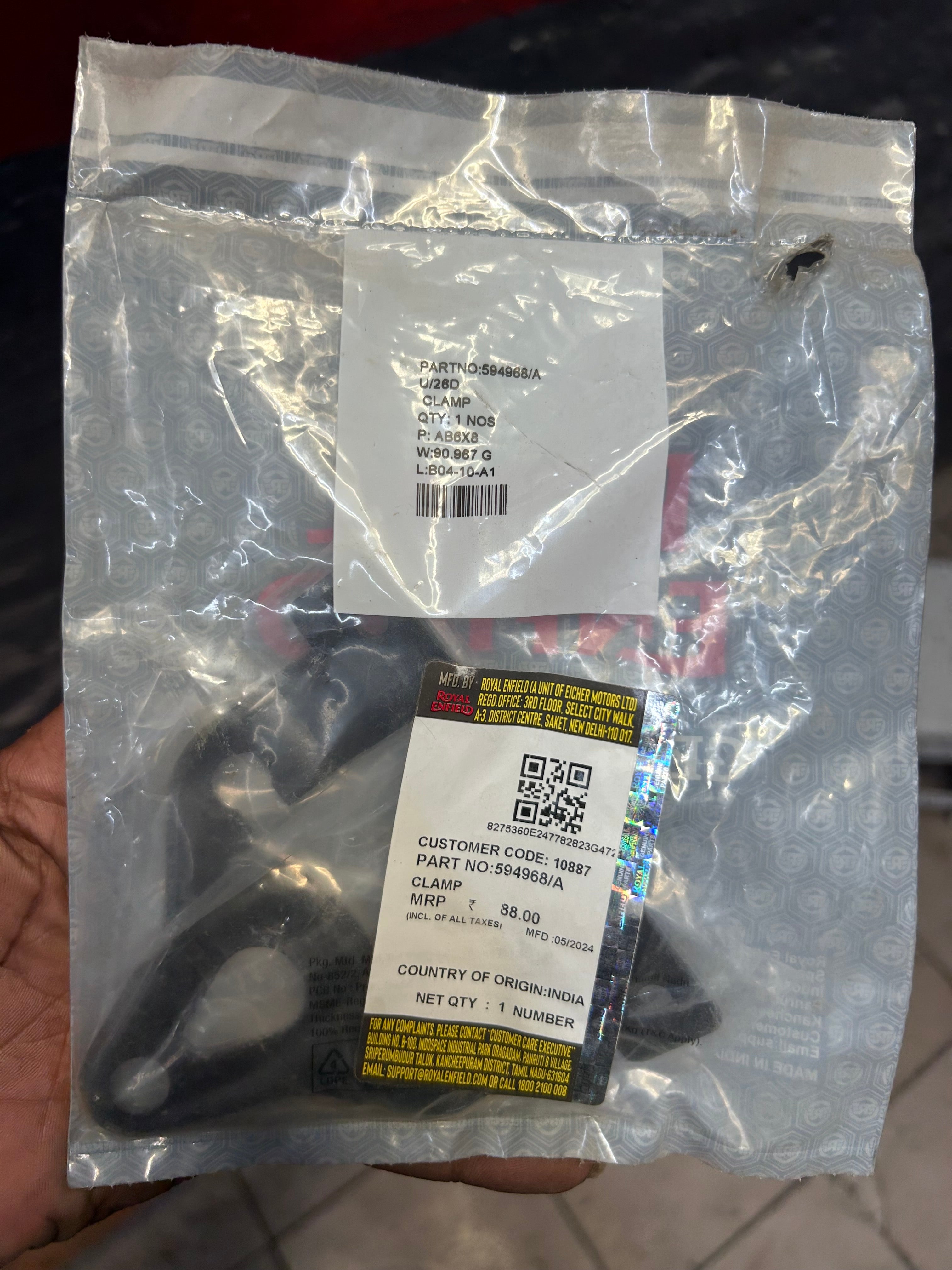 Royal Enfield Instrument Cluster Clamp 594968/A – Genuine OEM for ...