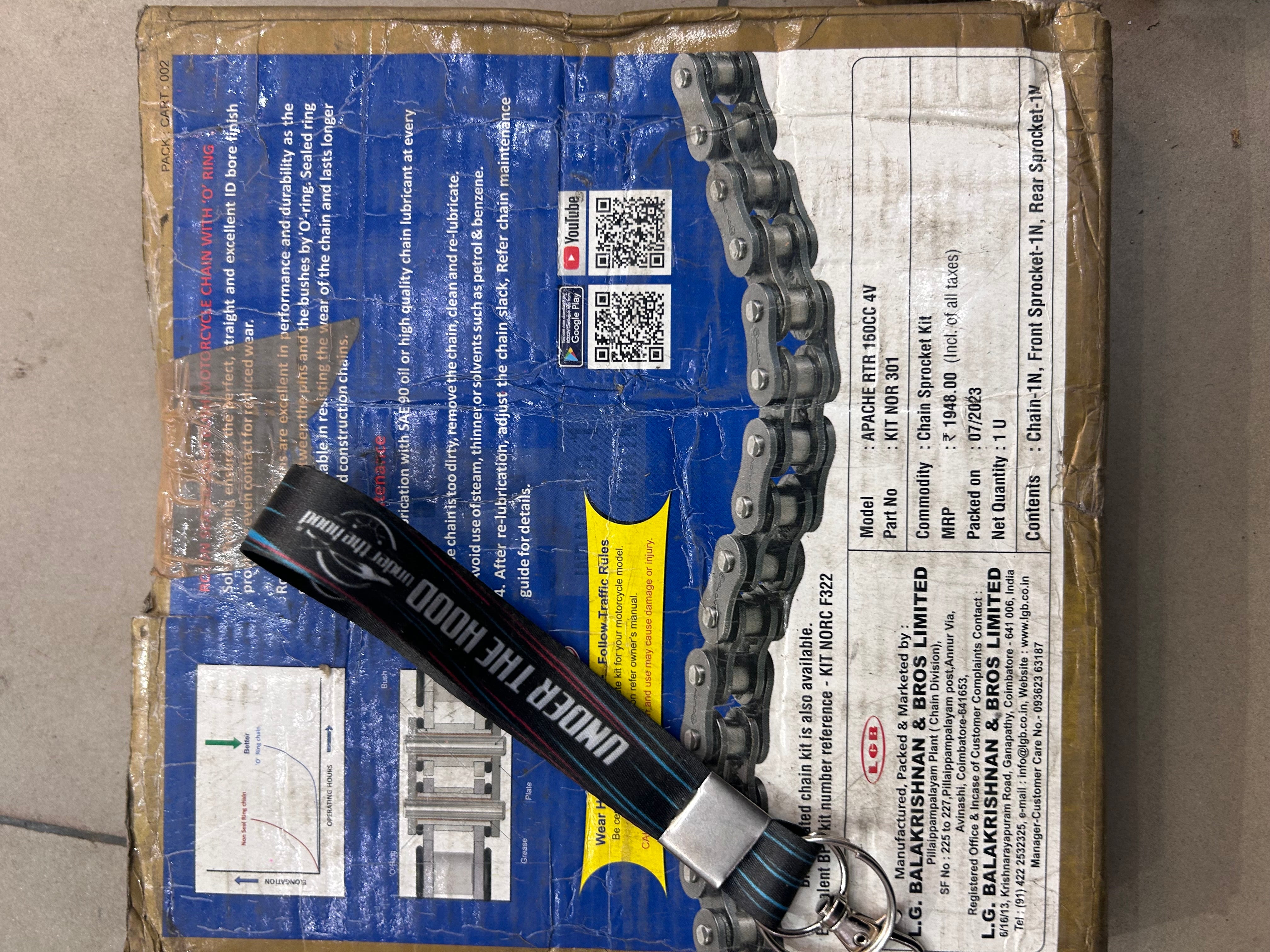 Rolon KIT NOR 301 Chain Kit for TVS Apache RTR 160 4V BS4 – 13T/45T ...