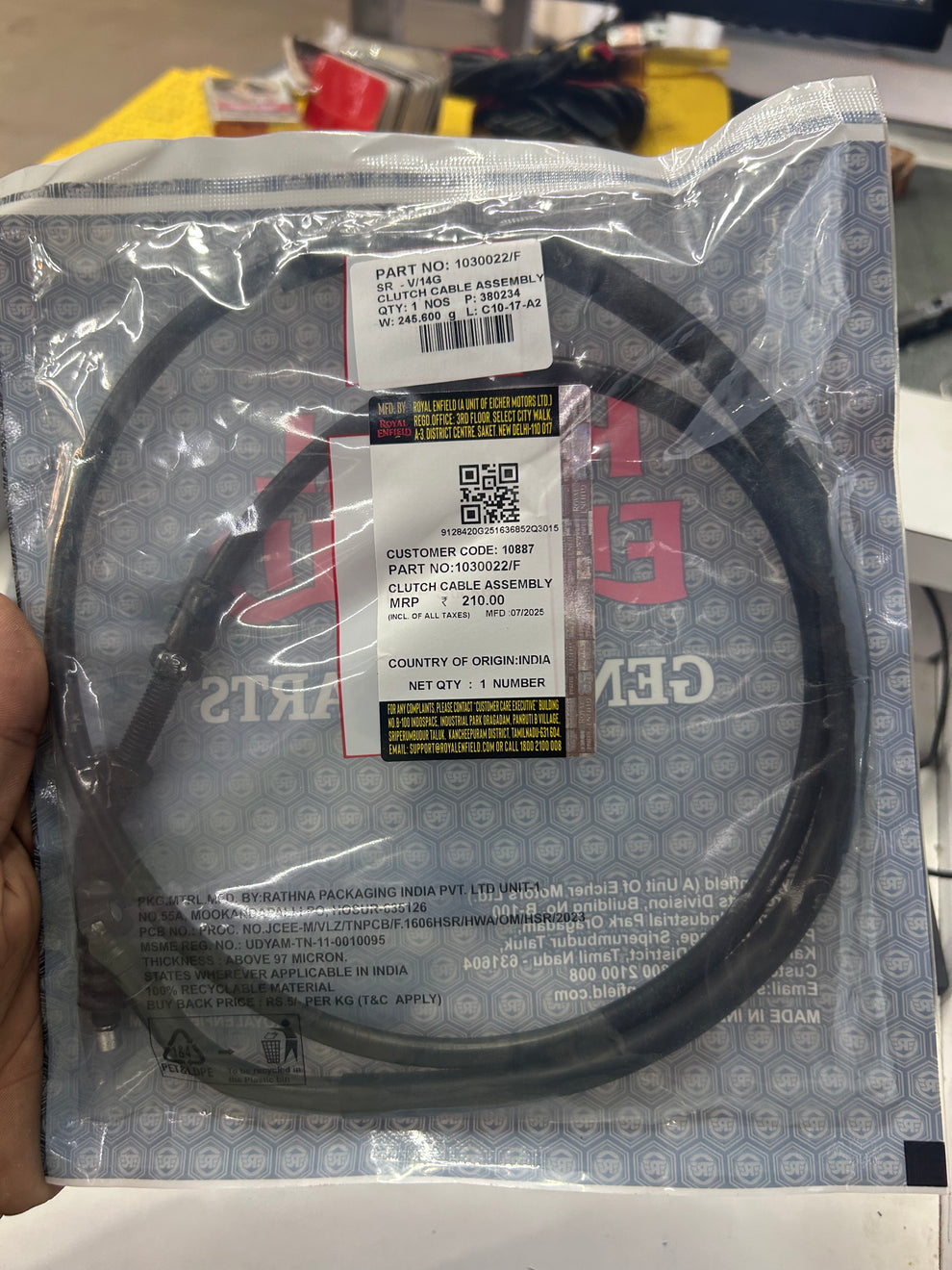 Clutch Cable 1030022/E for Interceptor 650 | Genuine Royal Enfield ...