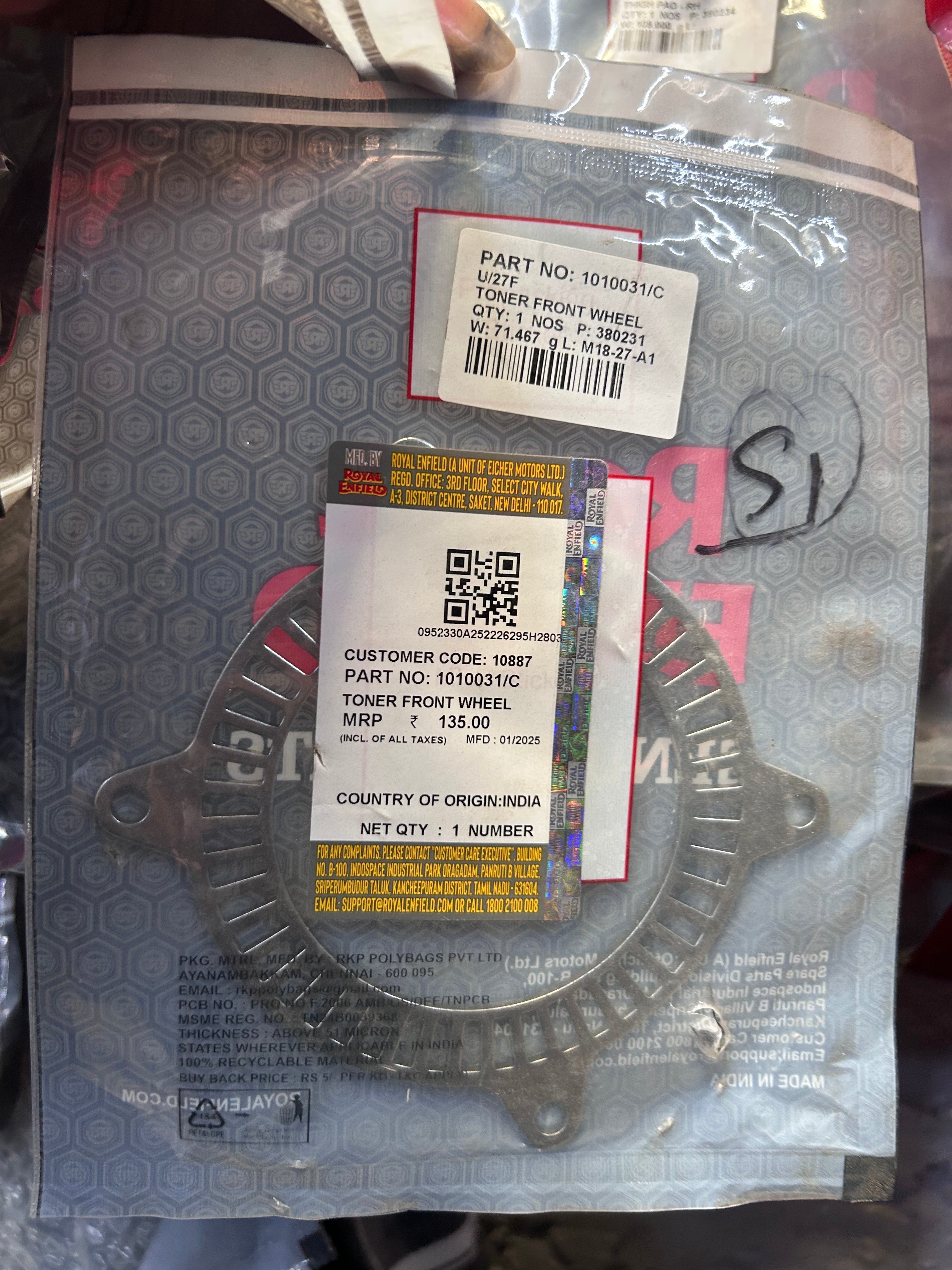 Royal Enfield Front Wheel ABS Toner Ring 1010031/C – Genuine OEM for ...