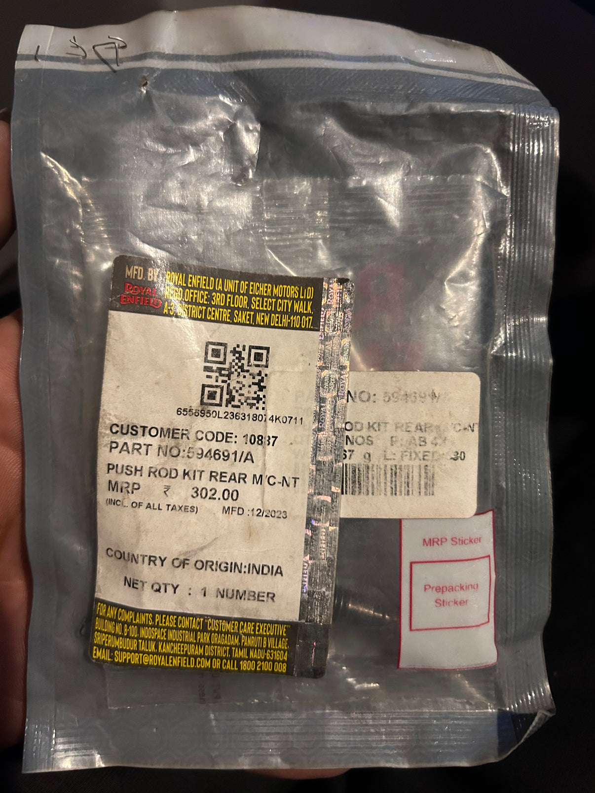 Royal Enfield 594691/A Push Rod Kit – Rear Master Cylinder (OEM ...